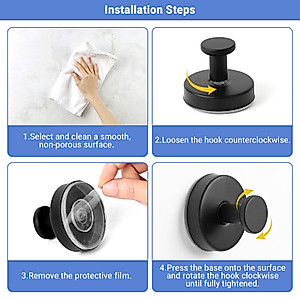 Season 2 Season Suction Cup Hooks for Shower, Bathroom Hooks for Towels Stainless Steel Wall Hook for Hanging up to 4.5 lbs Hooks for Kitchen, Glass, Mirror (2Pcs Black)