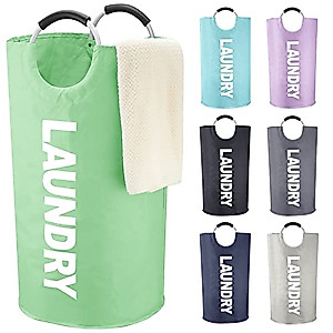 Odonata Large Laundry Basket(7 Colors),Collapsible Fabric Hamper,Tall Foldable Clothes Baskets,Easy Carry Bags, Folding Washing Bin,Hampers for Kids Bedroom,College Dorms.(Light Green,115L)