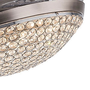 GDNTMU Ceiling Fan with Lights Remote Control 42 inch, Modern Ceiling Fan Chandelier Invisible 4 Retractable Blade with 3 Light Color Changes and 3 Speeds for Dining/Living Room Bedroom