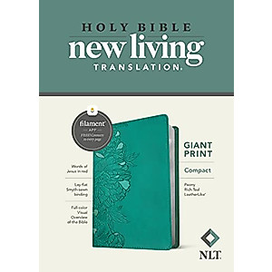 NLT Compact Giant Print Bible, Filament Enabled (LeatherLike, Peony Rich Teal, Red Letter)