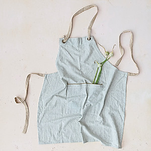 Creative Co-Op Cotton Stripes, Multicolor Apron, One-Size, Ivory