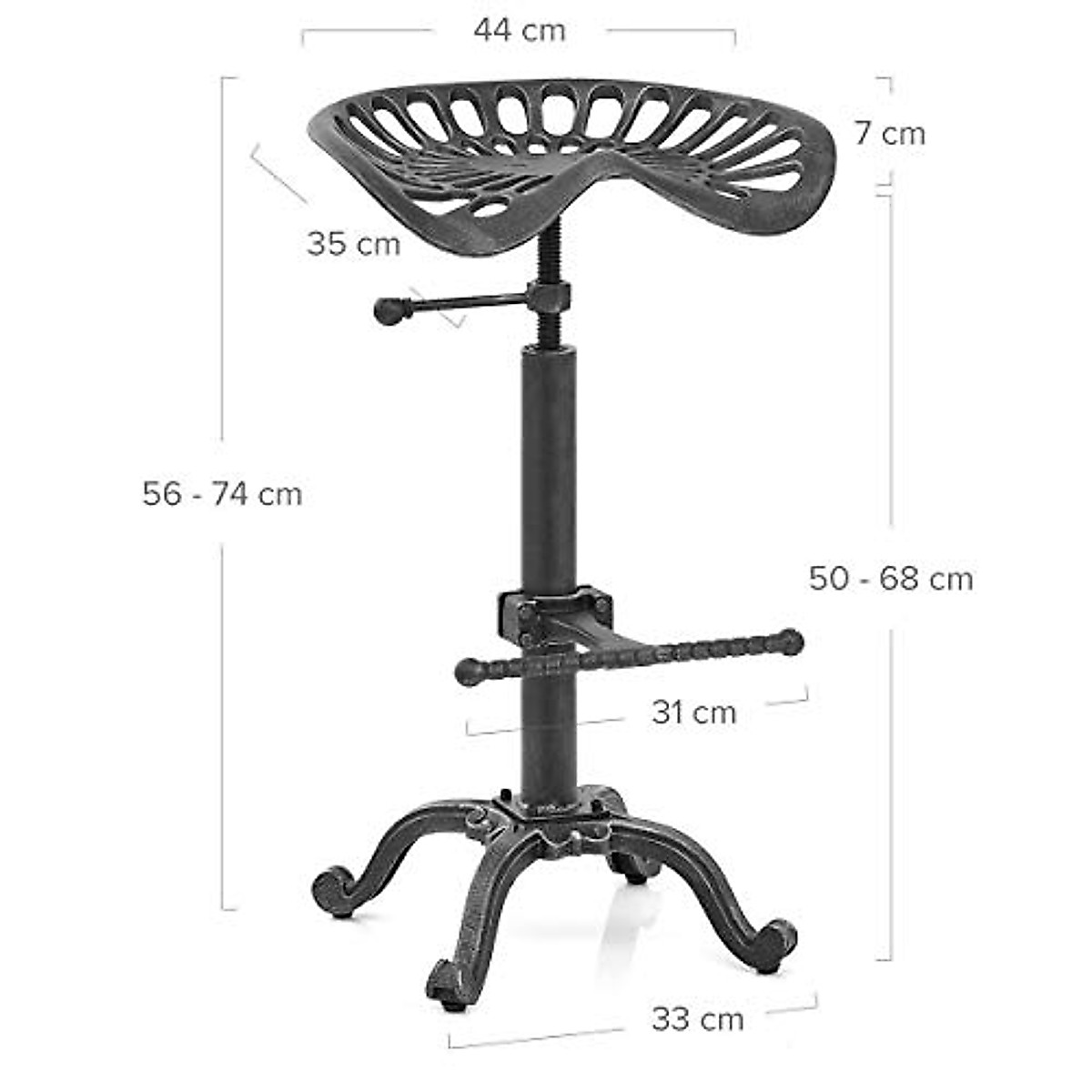 Diwhy Rustic Industrial Farmhouse Tractor Seat Counter Height Adjustable Bar Stool Cast Iron Swivel Stool Industrial bar Chair (Rust, Cast Iron)