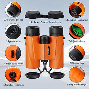 Leaysoo 10X32 Compact Binoculars for Adults and Kids,High Powered Small Binoculars, BAK-4 FMC Clear Low Light Vison Waterproof Binoculars for Bird Watching, Concerts, Curise Ship