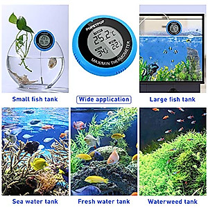 POPETPOP LCD Digital Aquarium Thermometer High Precision Digital Fish Tank Thermometer for Aquarium/Pond/Reptile Turtles Habitats (Blue)