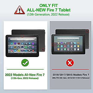 SUPNICE Kids Case for All-New Fire 7 (Latest 12th Generation 2022 Release), Lightweight Shockproof Handle with Stand Kid-Proof Case for Amazon Fire 7 inch Tablets - Blue