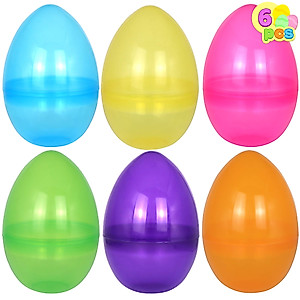 JOYIN 10" Jumbo Easter Eggs, 6PCS Clear Plastic Giant Eggs Empty Fillable for Easter Filling Treats Party Favor Hunt Classroom Prize Supplies Decoration