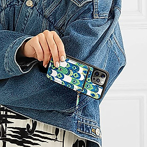 iPhone 12 Pro Max Crossbody Wallet Case, ZVEdeng iPhone 12 Pro Max Card Holder Case Crossbody Chain Strap for Women Zipper Purse Protective Leather Case for iPhone 12 Pro Max 6.7'' Peacock Print Skin
