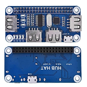 Fosa USB to UART Onboard 4 Port USB HUB HAT for Raspberry Pi B+ / 2B / 3B / Zero/Zero W