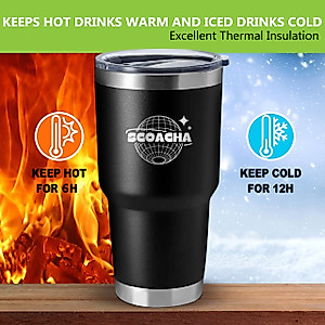 SCOACHA 30 oz Stainless Steel Double Wall Vacuum Insulated Travel Tumbler – Durable and Spill-Proof Lid – Perfect for On-the-Go, Work, and Outdoors. (Black)