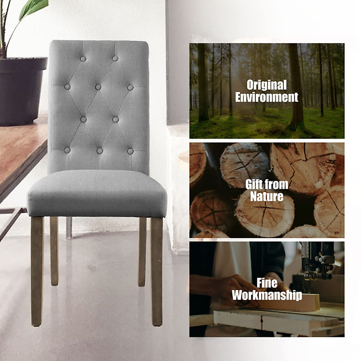 YEMELI Dining Room Chairs Aristocratic Style Dining Chair Noble and Elegant Solid Wood Tufted Dining Chair Dining Room Set (Set of 2)