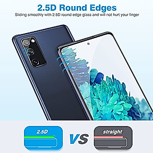 OMOTON [3+2 Pack] Samsung Galaxy S20 FE 5G Screen Protector & Camera Lens Protector, Tempered Glass/Guide Frame/High Definition/9H Hardness
