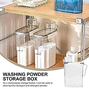 Cabilock Laundry Detergent Basket Washing Powder Container Plastic Laundry Hamper with Lid Spoon for Detergent Laundry Condensate Bead 18x29CM