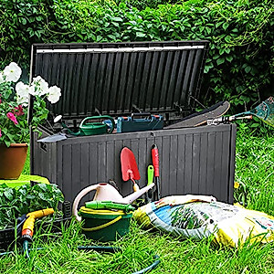 YITAHOME Large Deck Box,Outdoor Storage Container 114 Gallon for Outdoor Pillows, Pool Supplies, Garden Tools, Furniture and Sports Equipment,Water-resistant,Lockable (Black)