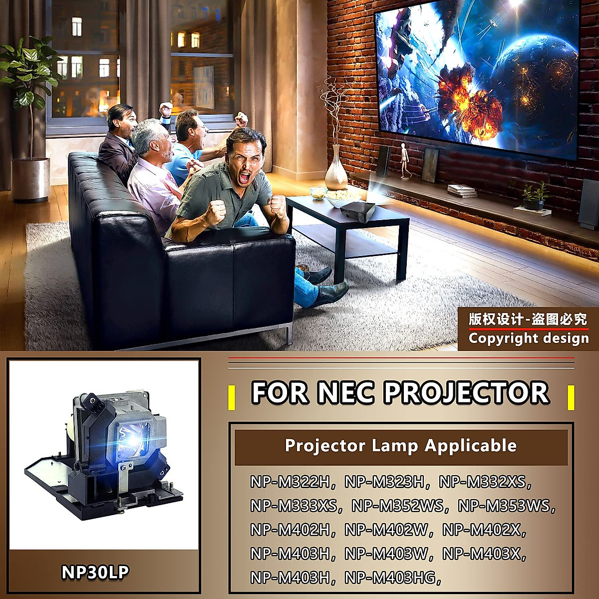 Aurabeam MOLVGOC NP30LP Projector Lamp Bulb for NEC M322H M332XS M352WS M353WS M402W M402X M403H M403W M403X NP-M403H M402H