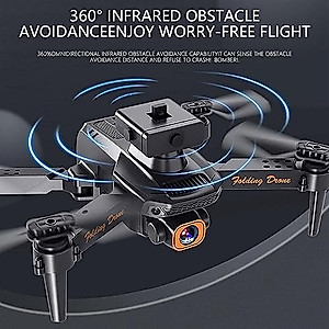 Drone With Dual 1080P HD FPV Camera Remote Control With Altitude Hold, Headless Mode, Start Speed Adjustment, Mini Drone Toys Gifts For Boys Girls (C Black(Dual Camera))