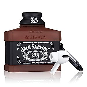 Mulafnxal for Airpod Pro 2019/Pro 2 Gen 2022 Case, Cute Drink Silicone Air pods Cover, 3D Funny Fun Cool Keychain Design Stylish Kits Soft Skin Cases Boys Teens Men for Airpods Pro (Jack Bottle)