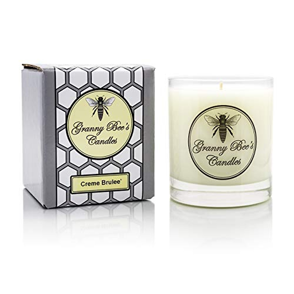 Granny Bee Creme Brulee Scented Candle - Sweet Vanilla Candle With Salted Caramel - Handmade Natural Soy Jar Candle Hand Poured in USA for Aromatherapy and Stress Relief - No Lead Wick, 11 Ounce
