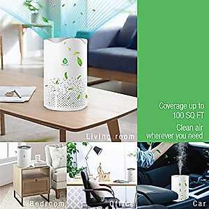 Pursonic USB Powered Air Purifier With Night Light For Home,Office, Car, 100SQ Coverage, Clean Air Wherever You Need, Cleans Second Hand Smoke, Haze, Odor, Pollen And More