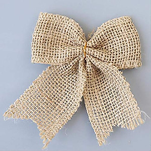 10 Pcs Burlap Bows Bow Tie Ornaments Handmade Rustic Bowknot Wedding Decor Bows Bowknot Embellishments for DIY Art Craft Gifts Wrapping Home Wedding Party Supplies Decoration (Style B)