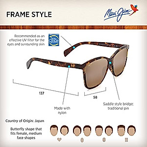 Maui Jim Women's Liquid Sunshine Polarized Fashion Sunglasses, Tokyo Tortoise/HCL® Bronze, Medium