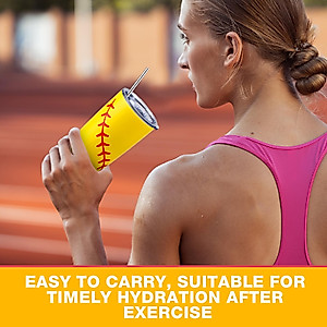 Suclain 8 Pcs Softball Insulated Tumbler with Lid and Straws 20 oz Baseball Tumbler Softball Coach Cup Double Wall Vacuum Stainless Steel Cup Travel Coffee Mug for Home Office Party (Ice Bully)