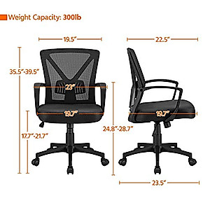 Yaheetech Office Chair Computer Desk Chair Swivel Ergonomic Chair Rolling Executive Office Chair with Wheels and Lumbar Support for Home Office and Study, Black