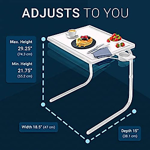 Table Mate II TV Tray Table - Folding TV Dinner Table, Couch Table Trays for Eating Snack Food, Stowaway Laptop Stand, Portable Bed Dinner Tray - Adjustable TV Table with 3 Angles, Cup Holder, Black