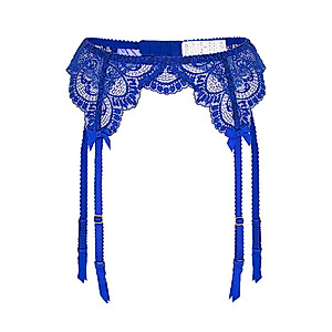 Sexy Lace Suspender Garter Belt for Thigh High Stockings (N034SL-XL-Blue)