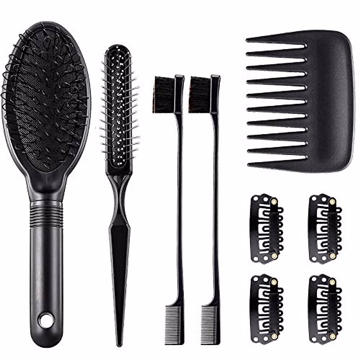9 Pieces Wig Combs Set Includes Hair Edge Brush Airbag Massage Comb Wide Tooth Hair Comb Wig Clips for Curly Straight Thick Synthetic and Human Hair