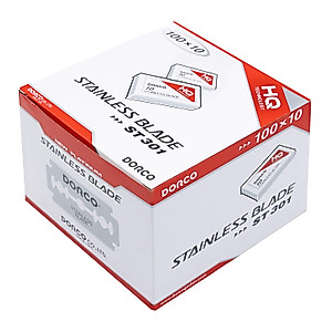 Dorco ST301 Platinum Double Edge Razor Blades - 1000 Blades (100x10) | 1 Case