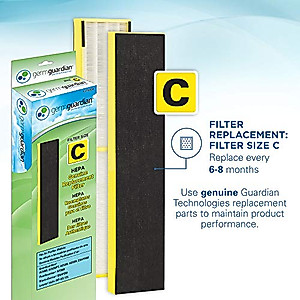 Germ Guardian AC5300B 28” 3-in-1 True HEPA Filter Air Purifier for Home, Large Rooms, UV-C Light Kills Germs, Filters Allergies, Smoke, Dust, Pet Dander, & Odors, 5-Yr Wty, GermGuardian, Black