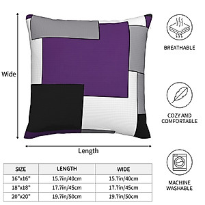 ChangQingArt Purple White Black Grey Geometry Throw Pillow Covers Shells for Couch Office Bedroom Home Decoration, 18"X18"