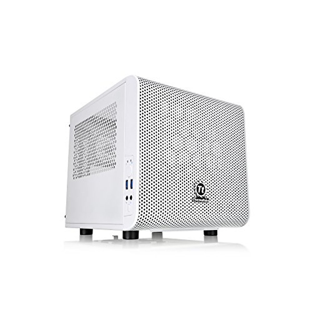 Thermaltake Core V1 Snow Edition SPCC Mini ITX Cube Computer Chassis CA-1B8-00S6WN-01, White