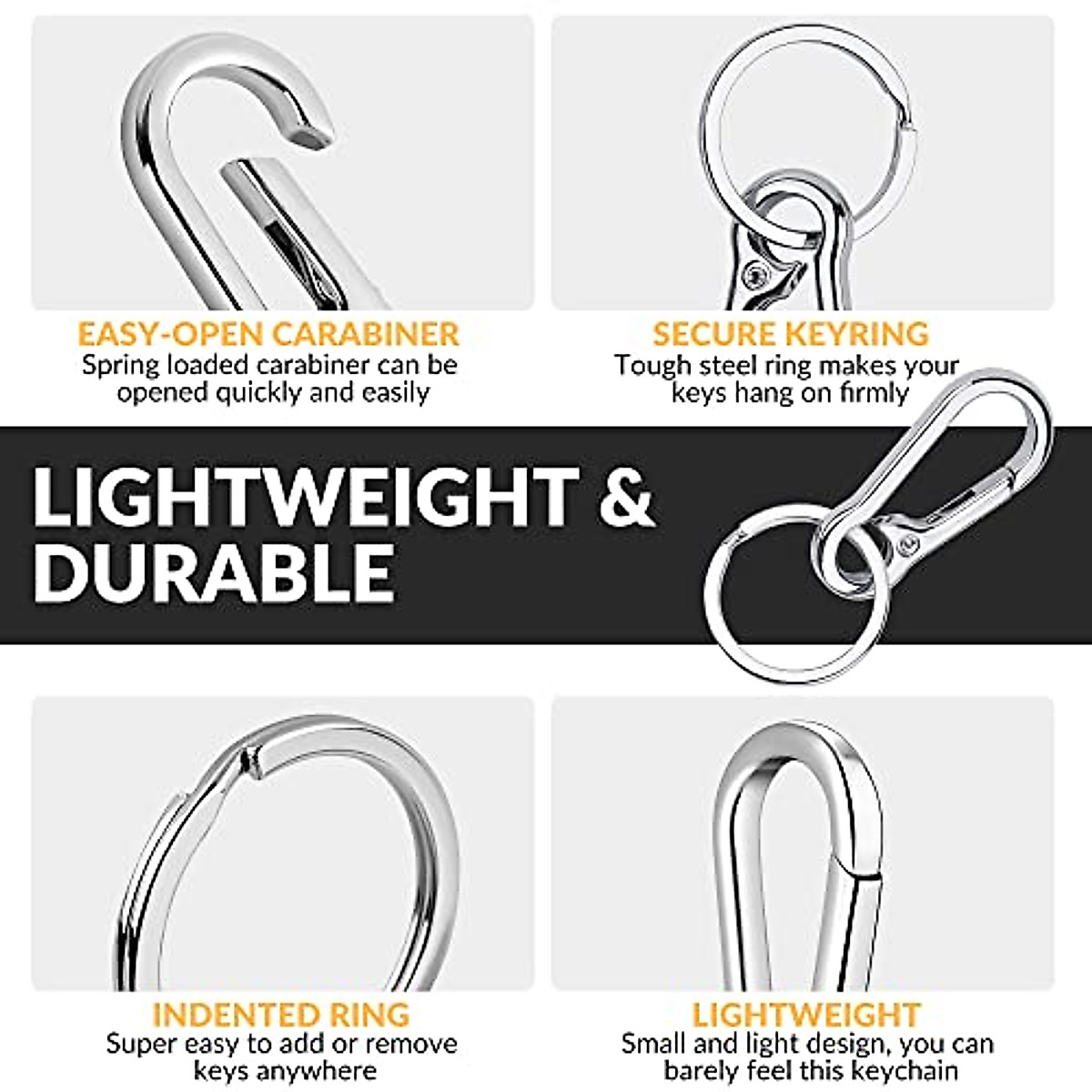 Rainspire Key Ring Keychain Keyrings Key Chain Holder Clip Key Organizer Key Chain Ring for Men and Women, 3 Pack, Silver