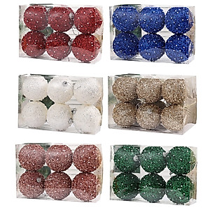 QAZIUY 6Pcs Christmas Balls Ornaments for Xmas Tree Christmas Tree Accessories 3.14" Christmas Ball Design Holiday Party Christmas Tree for Christmas, Holiday, Wreath & Party Decorations