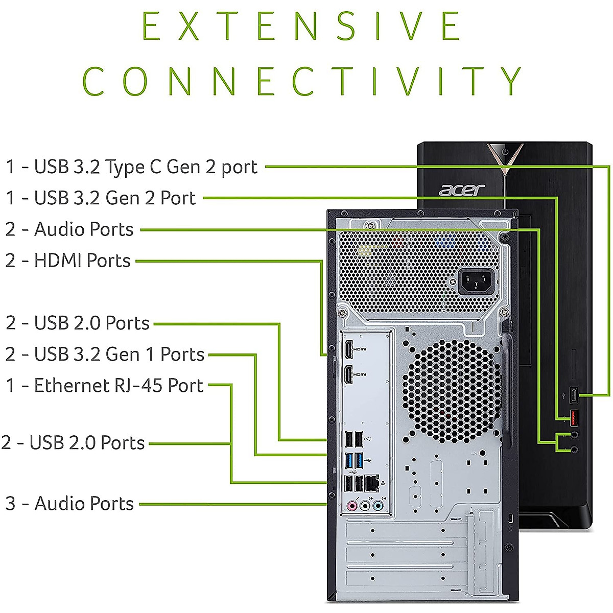 acer 2023 Newest Aspire TC-1660 Desktop PC Intel 10th Gen 6-Core i5-10400 12GB DDR4 512GB NVMe SSD Intel UHD Graphics WiFi AX BT5.2 USB C HDMI RJ45 8X DVD-RW Windows 11 Pro w/RE Accessories