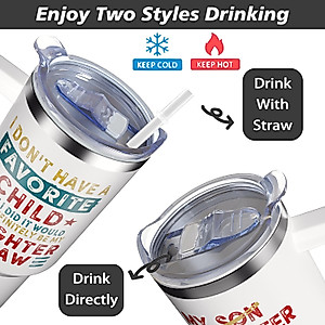 Gifts for Mother/Father In Law from Daughter In Law Funny Mother's/Father's Day Gifts for Mom Christmas Gift for Mother In Law,40 oz Mom/Dad Tumbler with Handle Mother/Father In Law Brithday Gifts