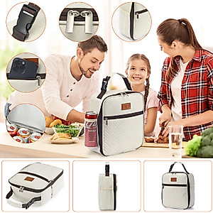 DIRGEE Lunch Bag for Women Insulated Lunch Bag For Men Adults Small Lunch Bag for Office Work - Leakproof Freezable Cooler Bag Reusable Portable Lunch Box (White)