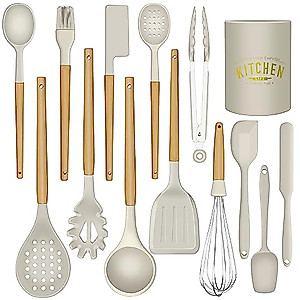 Kitchen Cooking Utensils Set, 14 PCS (Khaki)