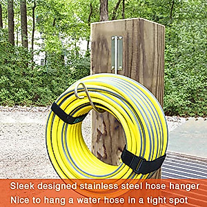 304 Stainless Steel Garden Hose Holder Hanger, EFFIET Heavy Duty Bird Feeder Stand Wall Mounted Hose Reel Rack Bracket Deco Hose Storage Hook, Holds 125-Feet of 5/8-Inch Hosepipe, extension cords