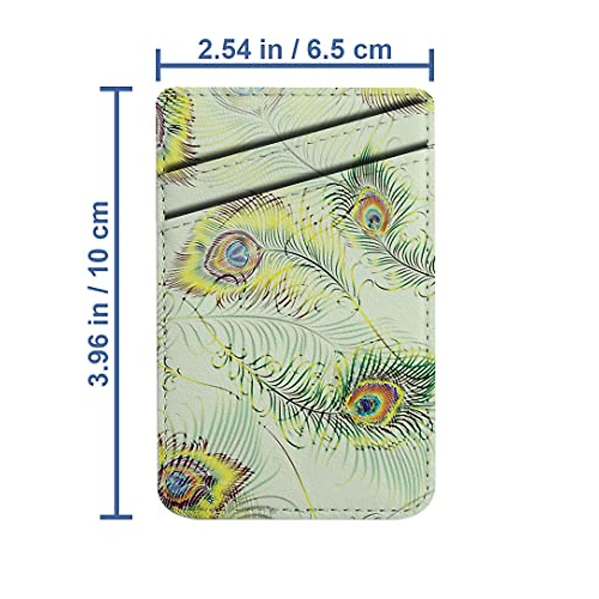 Diascia Pack of 2 - Cellphone Stick on Leather Cardholder ( Beautiful Peacock Feathers Pattern Pattern ) ID Credit Card Pouch Wallet Pocket Sleeve