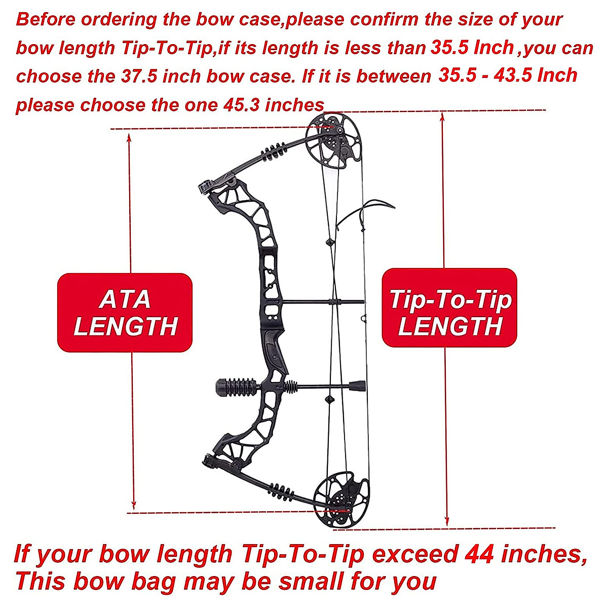 SOPOGER Archery Compound Bow Case Holder Soft Carry Bow Bag Case with Arrows Quiver Pocket for Hunting Target Practice (Black, 45.3 inch)