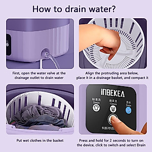 Foldable Washing Machine, Mini Washing Machine,9L Small Washer with Drain Basket,Portable washing Machine for Small Clothes,Suitable for Underwear,Apartment,Dorm,Camping,Travel (Purple -9L)