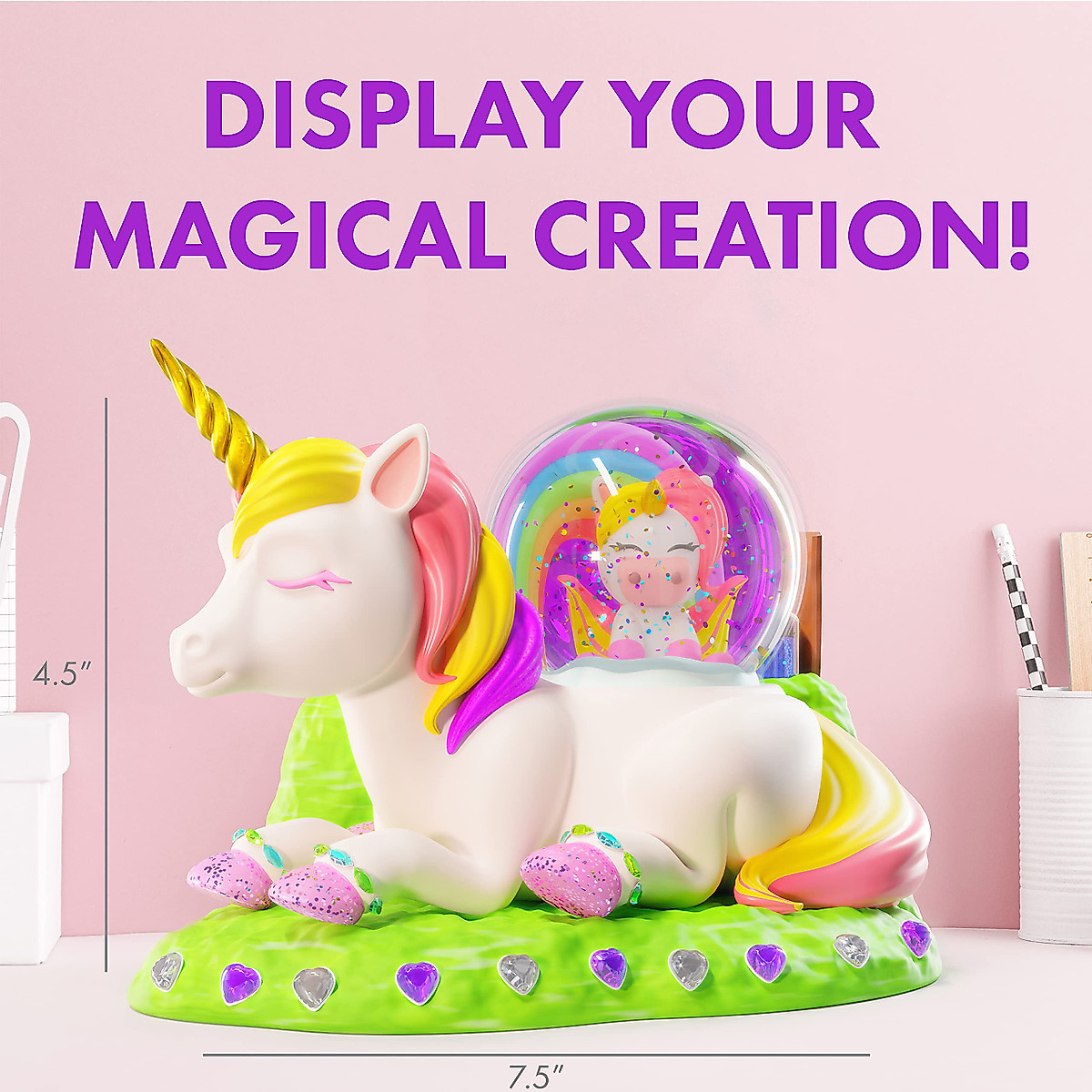 Paint Your Own Unicorn Craft Kit Ceramic Unicorn Snow Globe with Painting Art Crafts Unicorn Gift for Girls Tweens DIY Paint Potion Making Activity Kit for Kids Decorate Room Ages 6+