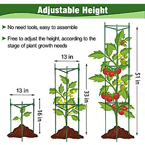 4ft 3-Pack Tomato Cage for Garden Plant Cages, Up to 48inch Plant Supports Tomato Trellis Stakes for Potted Plants, Heavy Duty Tomato Cages Cucumber Trellis for Garden Vertical Climbing Plants Flowers