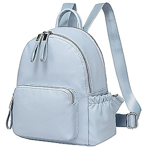 VASCHY Mini Backpack Purse, Faux Leather Small Backpack for Women (Sky Blue)