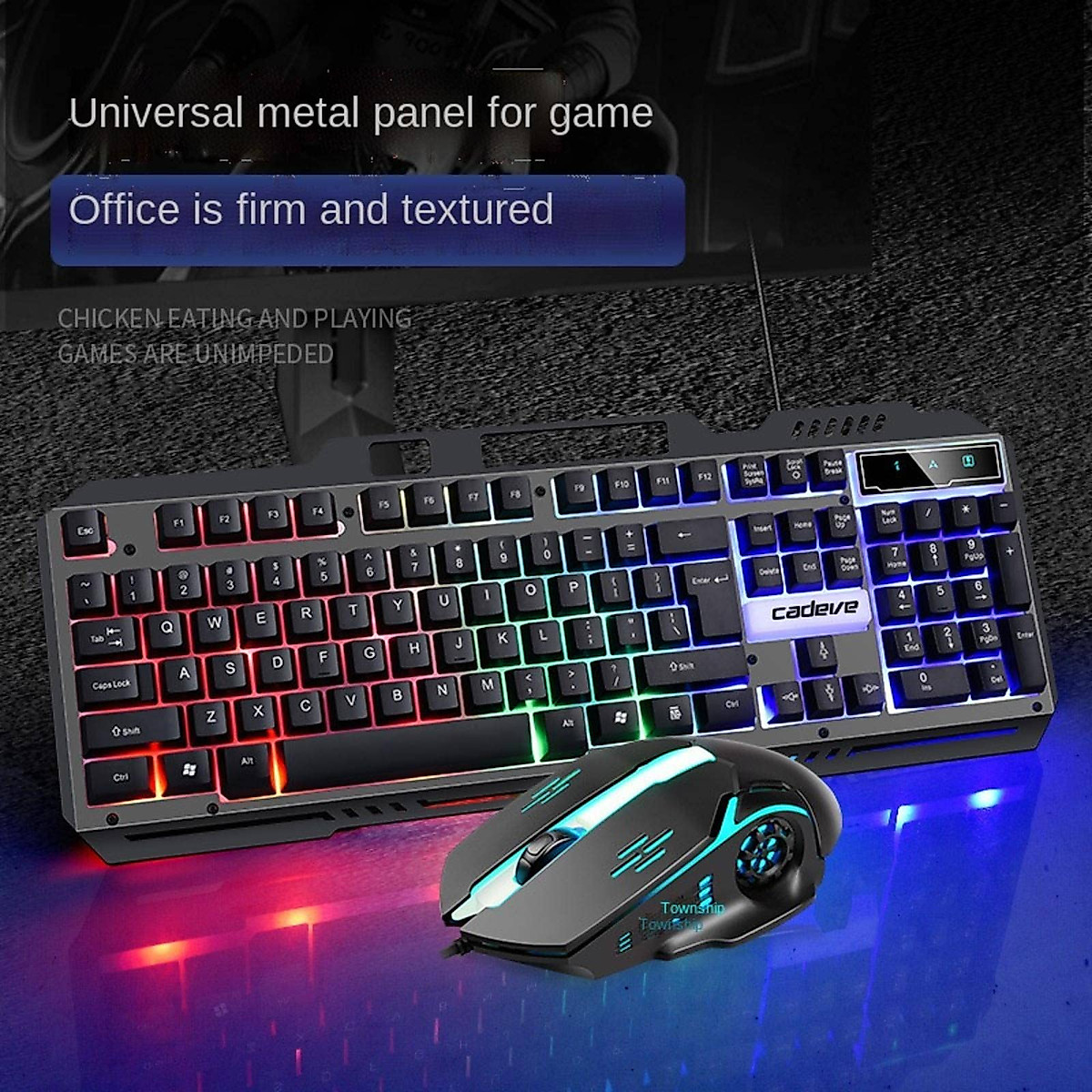 NC Backlit RGB Keyboard and Mouse Combination, Adjustable Breathing Light, Wired Gaming Keyboard, Wrist Rest Keyboard, Adjustable DPI Gaming Mouse, Suitable for Mac, PC and Laptop Gamers (Black)