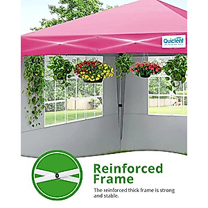 Quictent Upgraded 10'x10' Pop up Canopy Tent with Detachable & Interchangeable Sidewalls Instant Outdoor Gazebo Ez Party Tent Enclosed Waterproof (Pink)