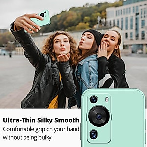 Tiwinxing Compatible with Huawei P60 Pro Case for Women Men, Ultra Slim Huawei P60 Pro Phone Case Silicone Liquid Soft Shockproof Anti-Scratch Protective Cases (Light Cyan)
