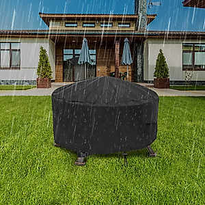 SINGLYFIRE Fire Pit Cover Round for 22Inch-26Inch Fire Pit Heavy Duty Thick PVC Coating with 2Air Vents Waterproof Firepit Cover Outdoor Anti-UV Fire Bowl Cover All-Season Protection